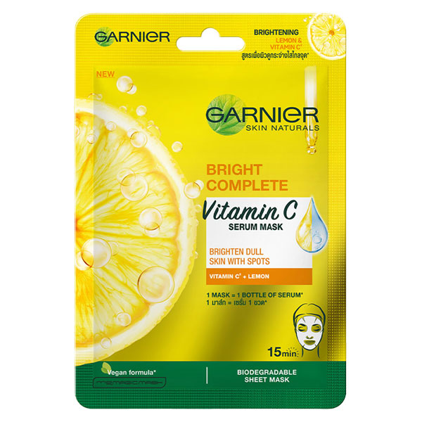 รีวิว มาส์กหน้าการ์นิเย่ Garnier Bright Complete Vitamin C Serum Mask ...